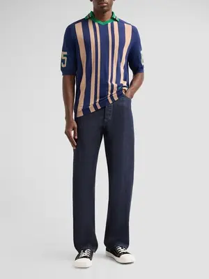 Moschino Striped Johnny Collar Polo Sweater