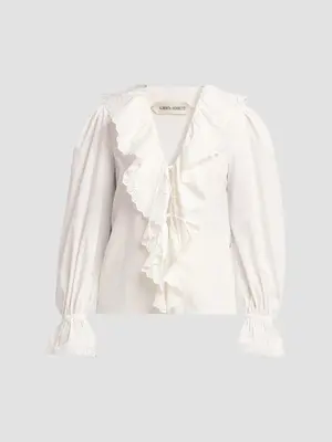 Alberta Ferretti Ruffled Cotton Blouse - White