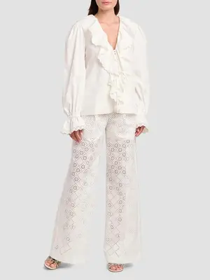 Alberta Ferretti Ruffled Cotton Blouse