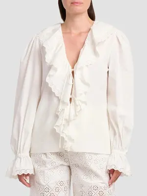 Alberta Ferretti Ruffled Cotton Blouse
