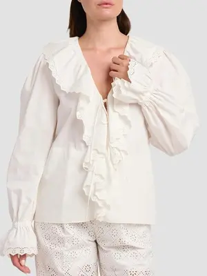 Alberta Ferretti Ruffled Cotton Blouse