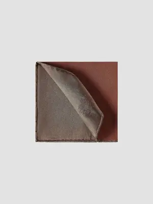 Brunello Cucinelli Silk Pocket Square With Printed Logo - Burned