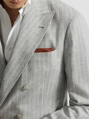Brunello Cucinelli Silk Pocket Square With Printed Logo - Burned