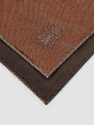 Brunello Cucinelli Silk Pocket Square With Printed Logo - Burned