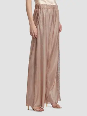 Alberta Ferretti Hotfix Embellished Straight Trousers