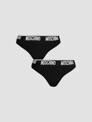 Moschino 2-pack Logo-waistband Thong Black