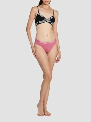 Moschino 2-pack Logo-waistband Thong - Pink