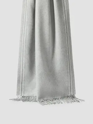 Brunello Cucinelli Silk Scarf With Selvedge - Light Grey