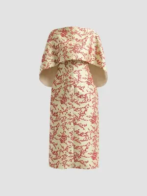 Alberta Ferretti Radzmir Floral Flocked Capelet Midi Cocktail Dress - Multi Green
