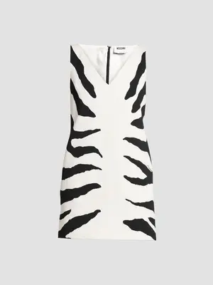 Moschino Zebra-print Cotton V-neck Mini Dress
