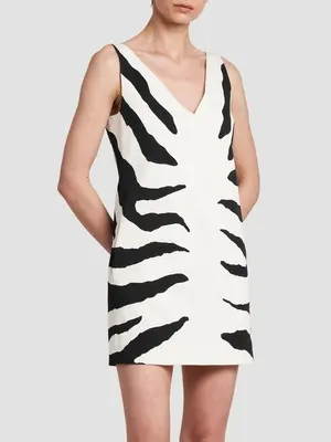 Moschino Zebra-print Cotton V-neck Mini Dress