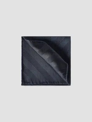 Brunello Cucinelli Silk Chevron Pocket Square - Blue