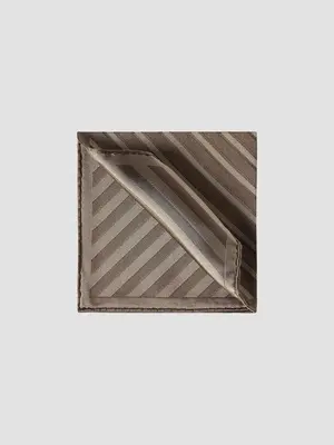Brunello Cucinelli Regital Stripe Silk Pocket Square - Brown