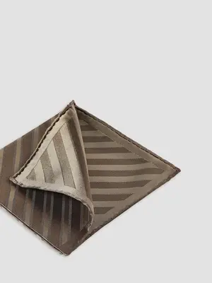 Brunello Cucinelli Regital Stripe Silk Pocket Square - Brown