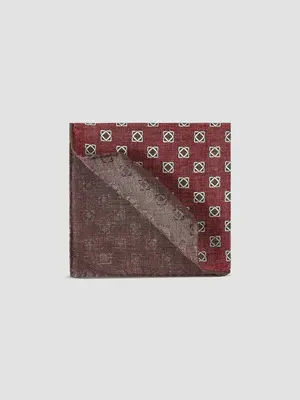 Brunello Cucinelli Silk Geometric Pattern Pocket Square - Burned