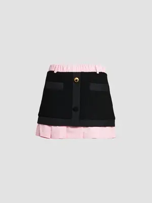 Moschino Mixed-media Pleated Button-front Mini Skirt