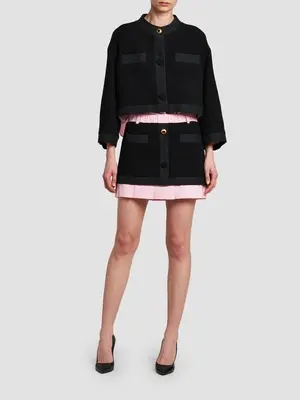 Moschino Mixed-media Pleated Button-front Mini Skirt