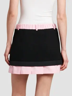 Moschino Mixed-media Pleated Button-front Mini Skirt