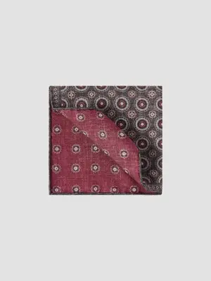 Brunello Cucinelli Silk Pocket Square With Medallion Design - Anthracite