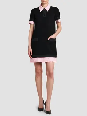 Moschino Contrast-trim Wool-blend Mini Dress - Multi Black