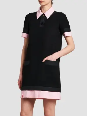 Moschino Contrast-trim Wool-blend Mini Dress - Multi Black