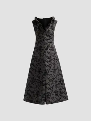 Alberta Ferretti Flocked Floral Radzmir Midi Dress