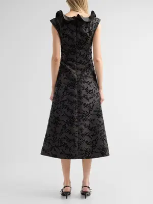 Alberta Ferretti Flocked Floral Radzmir Midi Dress