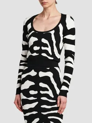 Moschino Zebra Print Crop Sweater