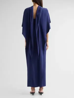 Alberta Ferretti Enver Draped Satin Gown - Blue