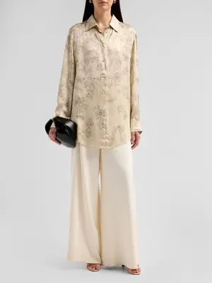 Alberta Ferretti Floral Satin Blouse
