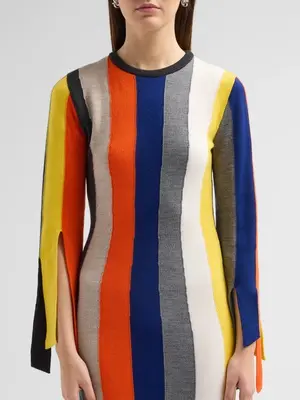 Moschino Striped Merino Wool Sweaterdress