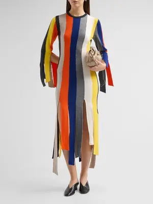 Moschino Striped Merino Wool Sweaterdress