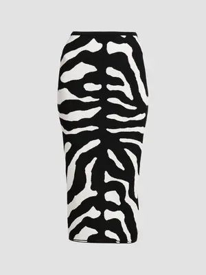 Moschino Zebra Jacquard Knit Midi Skirt