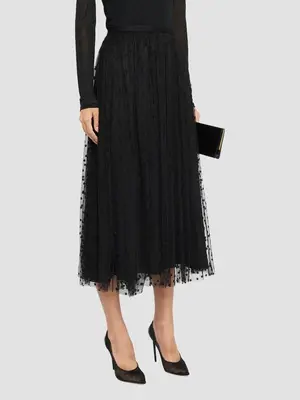 Alberta Ferretti Tulle Texture Midi Skirt