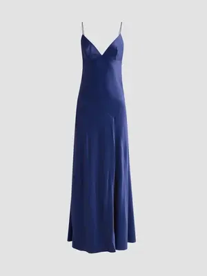 Alberta Ferretti Enver Satin V-neck Gown