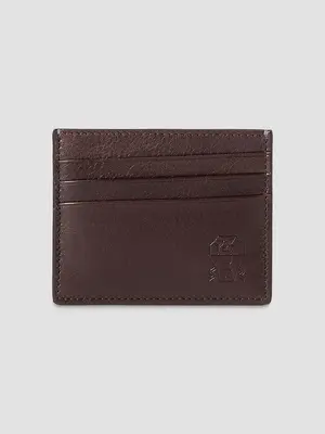 Brunello Cucinelli Brushed Leather Card Holder - Brown
