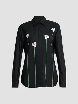 Moschino Floral Stretch-cotton Blouse - Multi Black