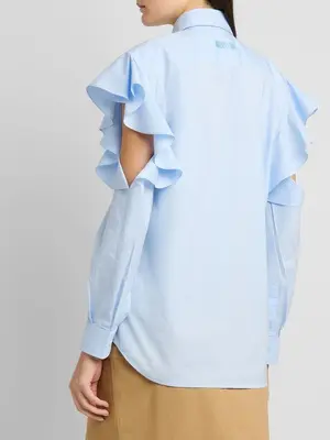 Moschino Ruffle Cold Shoulder Button-front Blouse