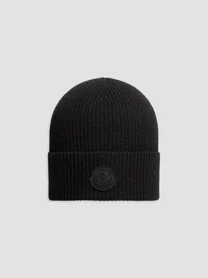 Moncler Beanie Hat In Wool Black