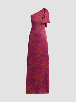 SACHIN BABI Chelsea Floral One-shoulder Gown Raspberry Bouquet