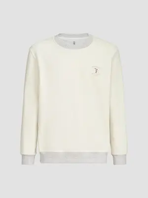 Brunello Cucinelli Cotton French Terry Sweatshirt With Embroidery - Off White