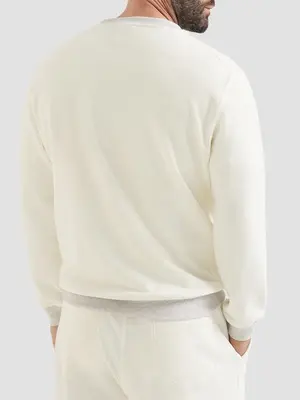 Brunello Cucinelli Cotton French Terry Sweatshirt With Embroidery - Off White