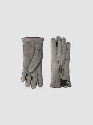 Brunello Cucinelli Suede Shearling Gloves - Medium Grey