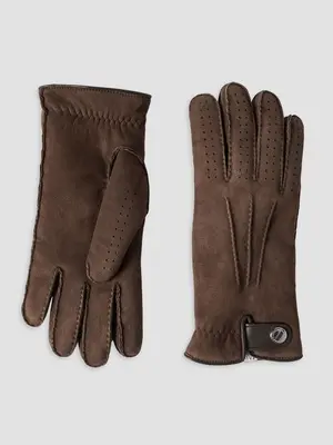Brunello Cucinelli Suede Shearling Gloves - Rust Brown