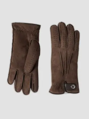 Brunello Cucinelli Suede Shearling Gloves - Rust Brown