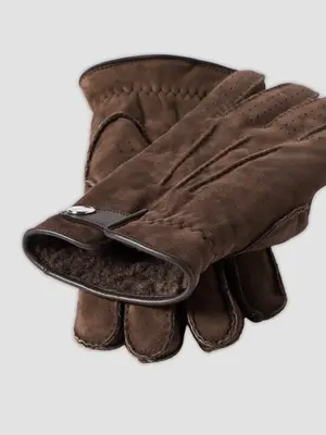 Brunello Cucinelli Suede Shearling Gloves - Rust Brown