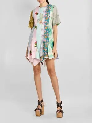 Moschino Patchwork Print Cotton Mini Dress