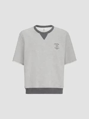 Brunello Cucinelli Cotton French Terry Short Sleeve Sweatshirt - Grey