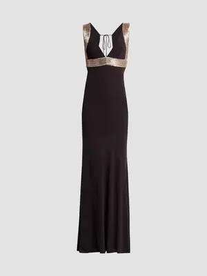 Alberta Ferretti Sequin-embellished Jersey Empire-waist Gown