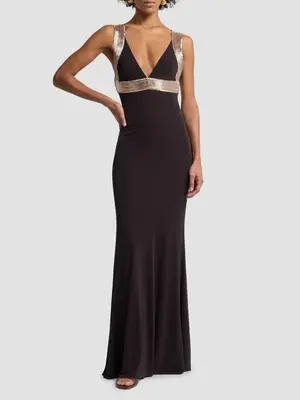 Alberta Ferretti Sequin-embellished Jersey Empire-waist Gown